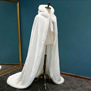 Jackets & Coats | New Womens White Winter Plush Cloak With Hat Cape ...
